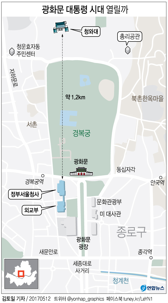 [그래픽] 광화문 대통령 시대 열릴까 | 연합뉴스