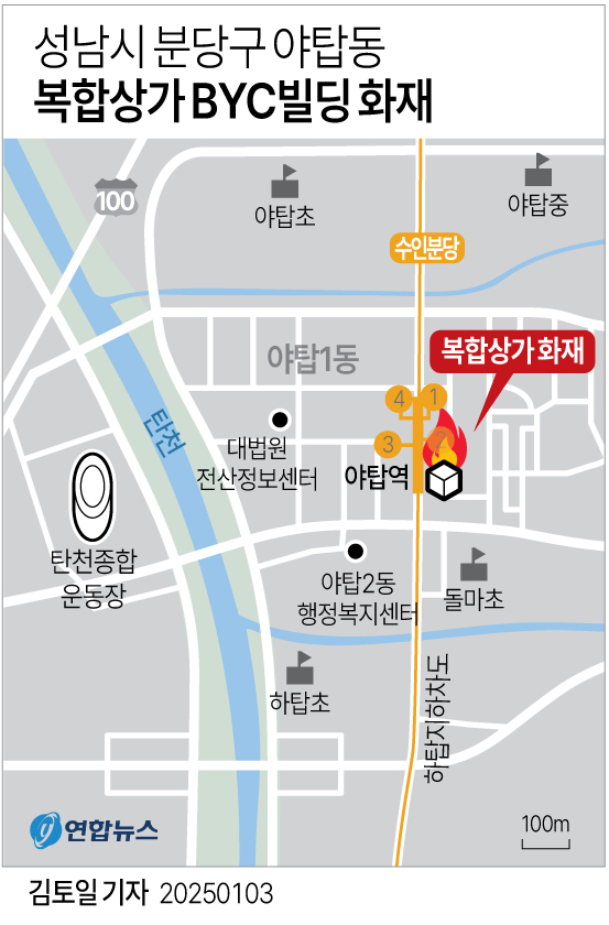 분당 BYC 복합상가 화재…310명 구조·대피, 중상자 없어(종합2보) | 연합뉴스